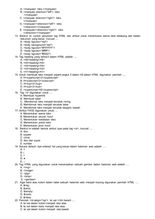 Soal pemrograman web gabungan | DOCX