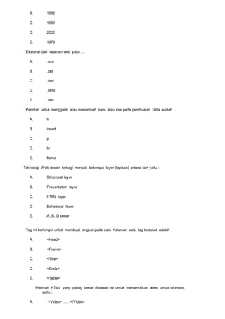Soal pemrograman web gabungan | DOCX