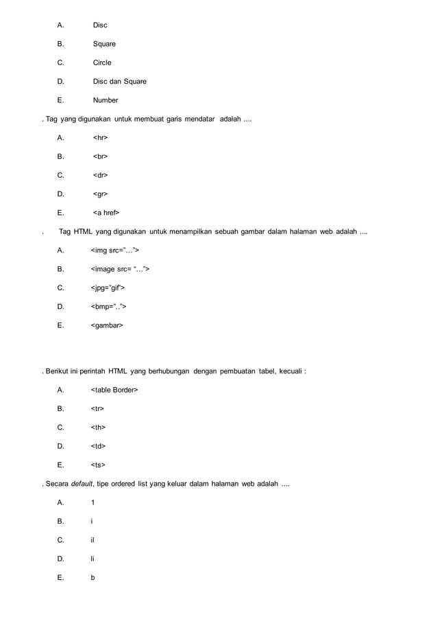 Soal pemrograman web gabungan | DOCX