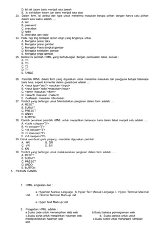 Soal pemrograman web gabungan | DOCX