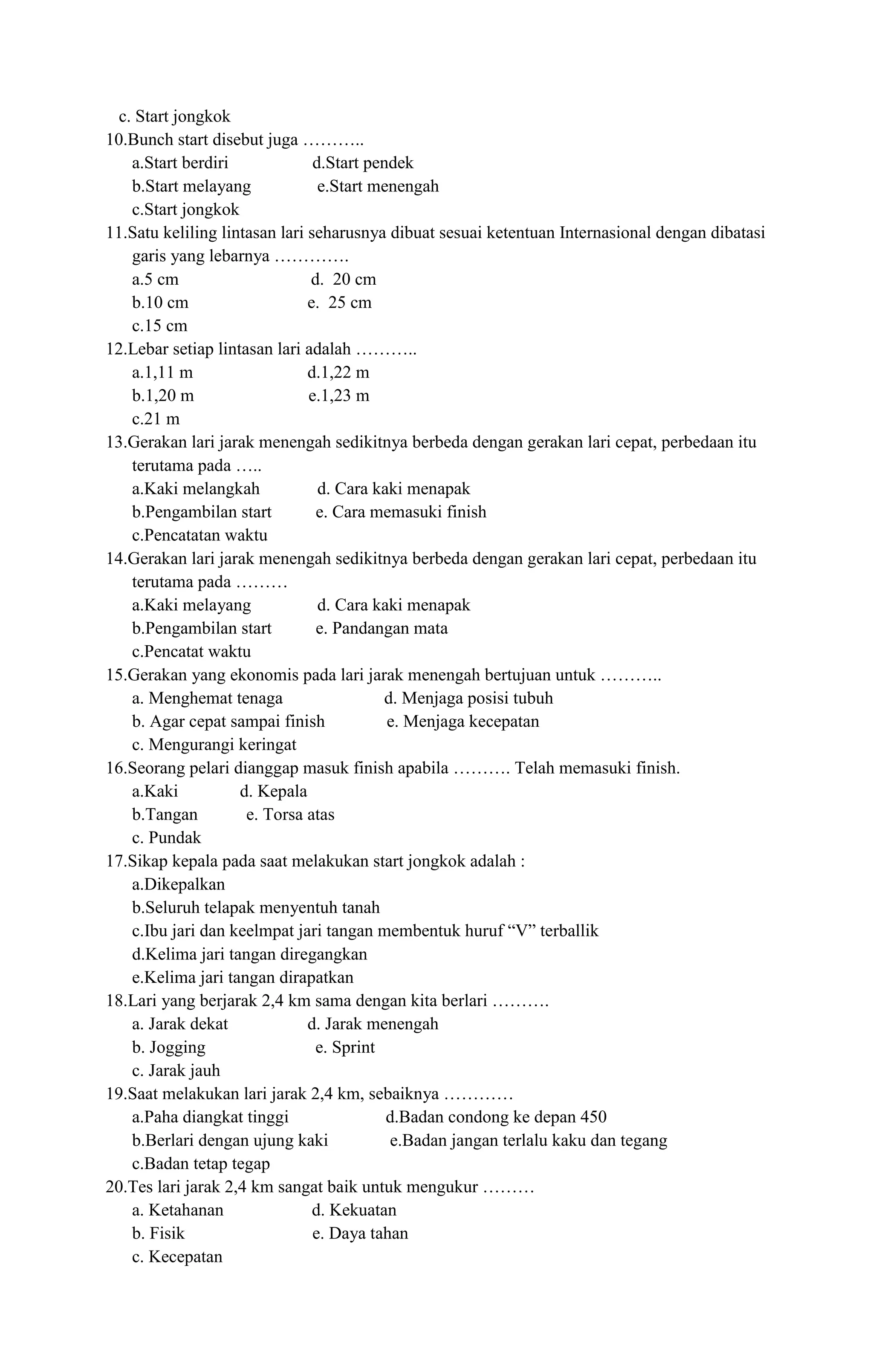 Soal penjaskes kelas xii | DOCX