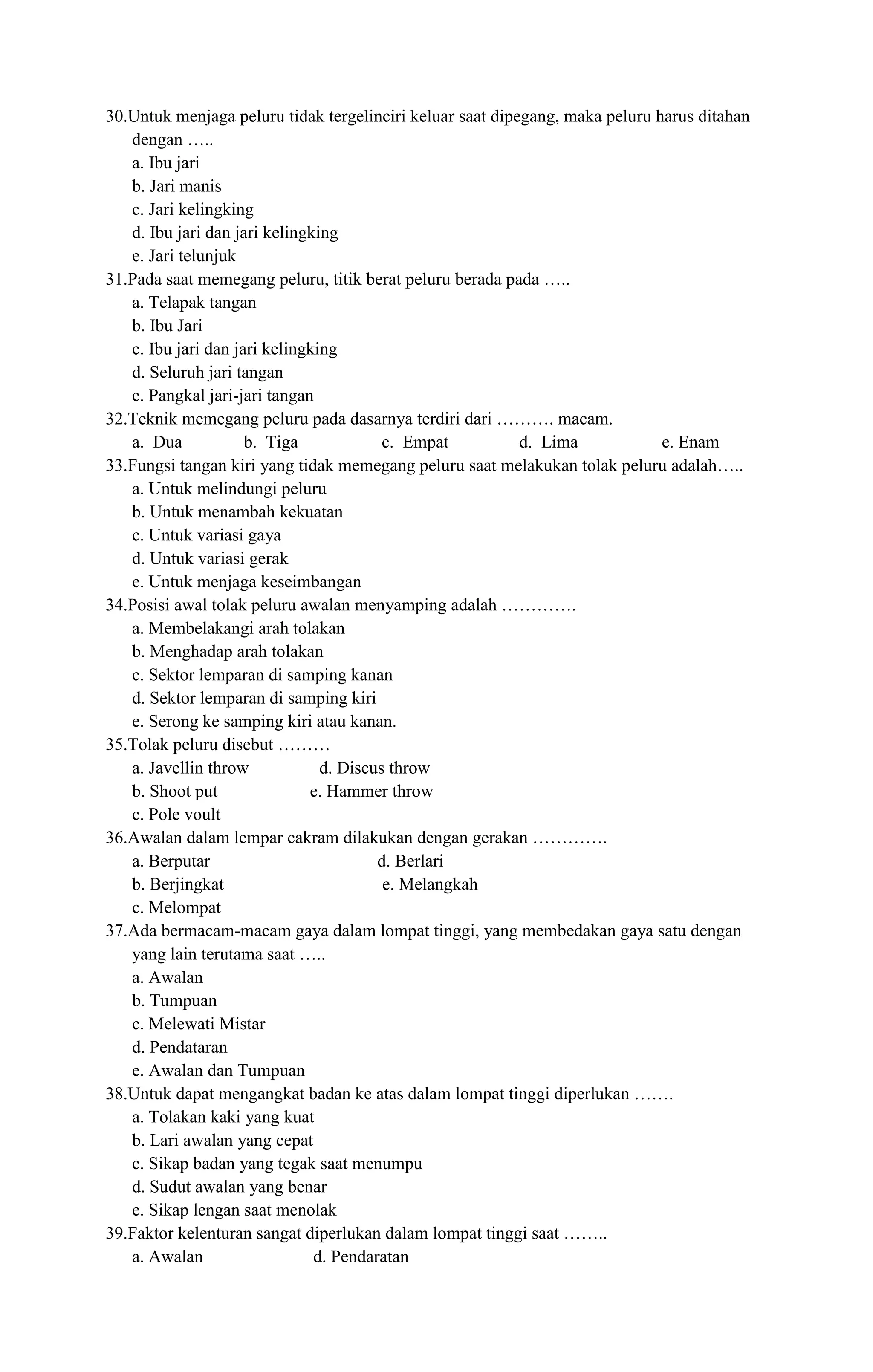 Soal penjaskes kelas xii | DOCX