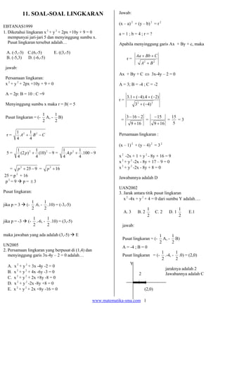 Soal persamaan lingkaran | PDF