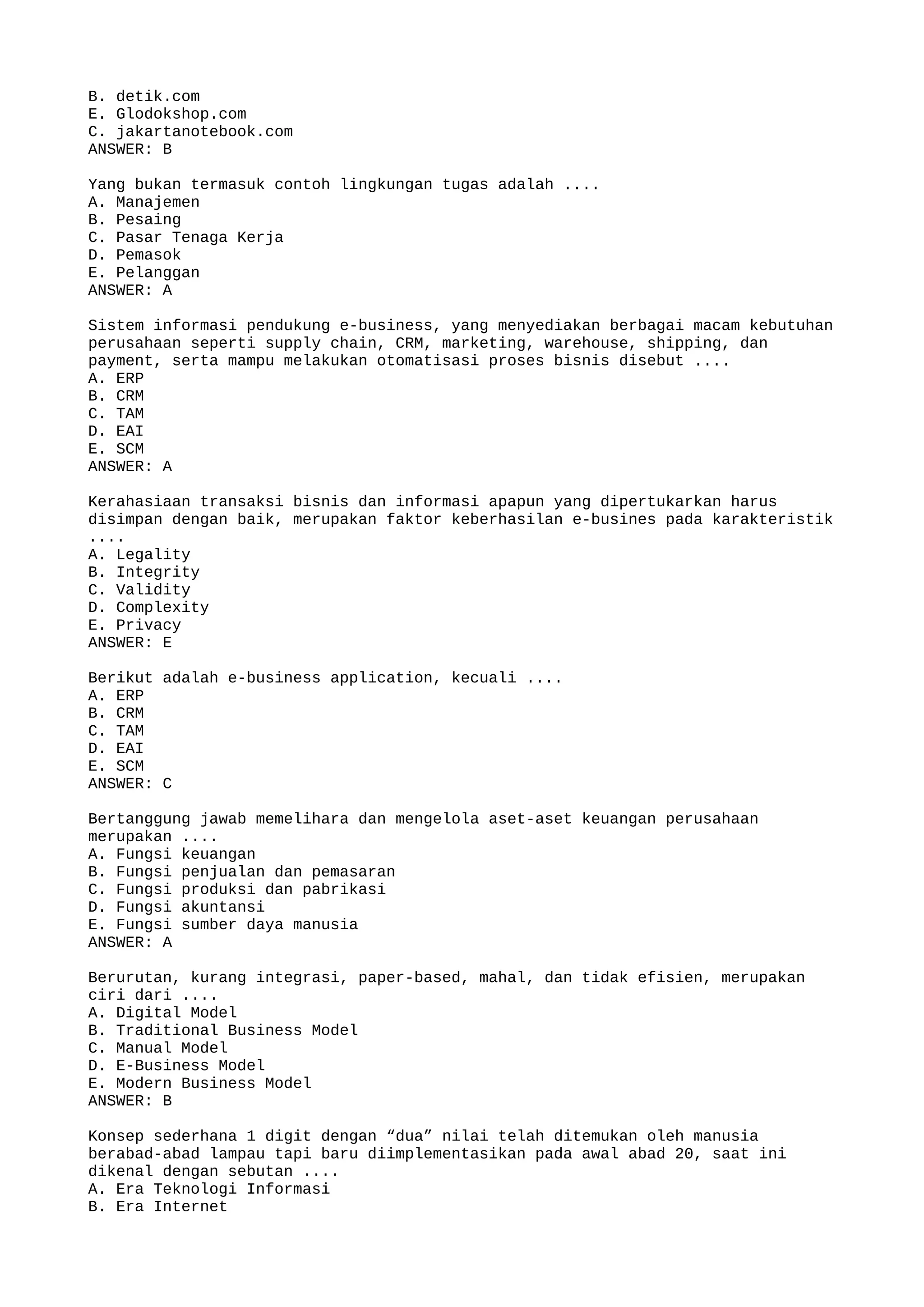 Soal Proses Bisnis TI Aiken Format | PDF