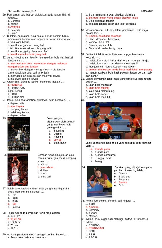 Soal Penjas dan Kunci Jawaban | DOCX