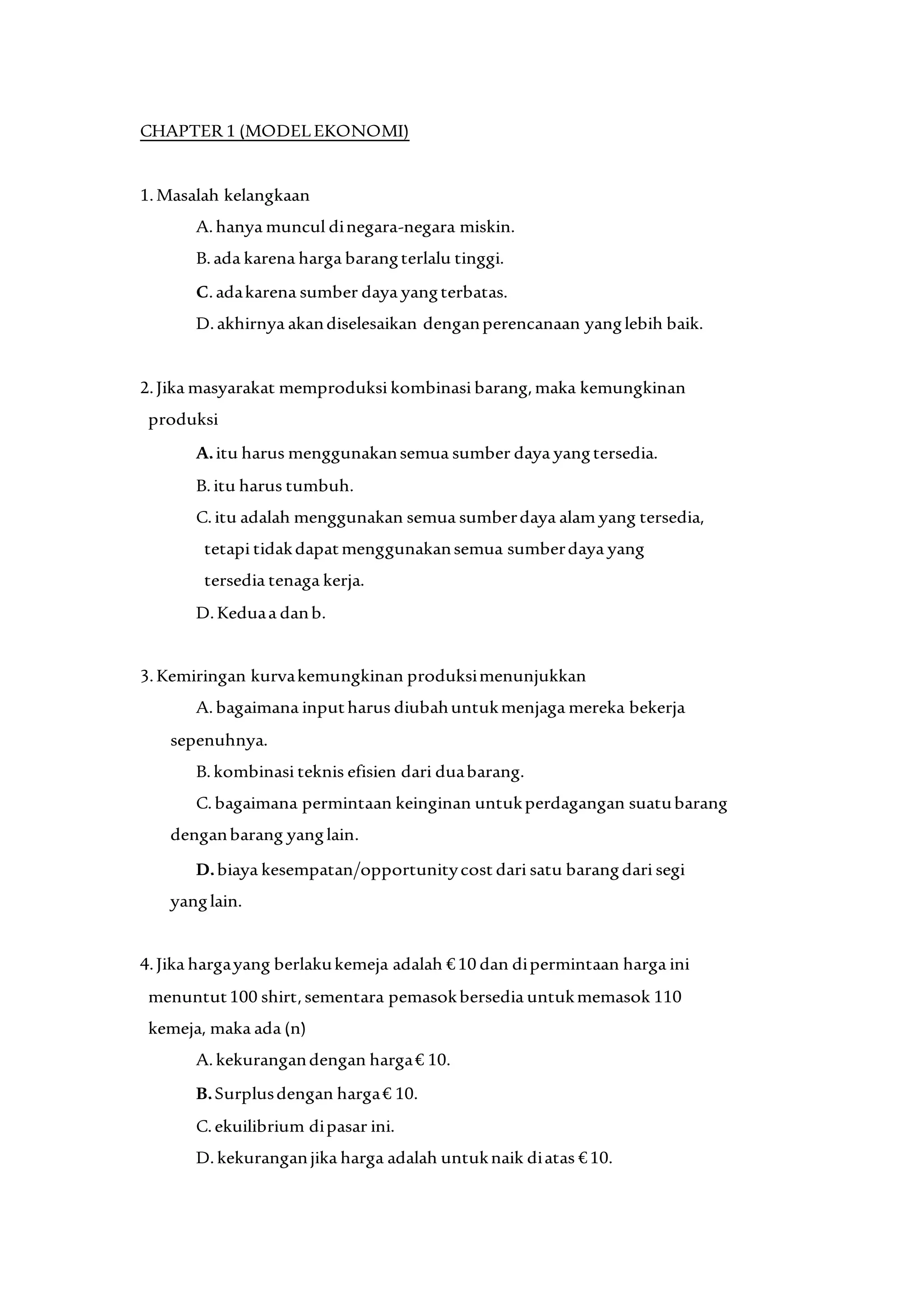Soal Multiple Choice textbook nicholson | DOCX