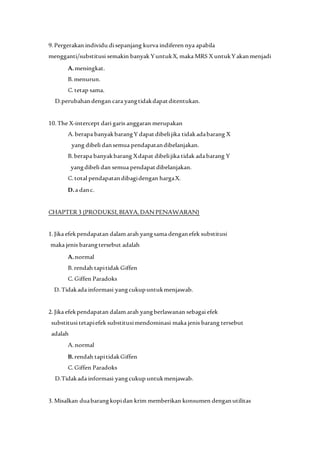 Soal Multiple Choice textbook nicholson | DOCX