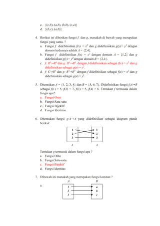 Soal pilihan ganda fungsi | DOCX