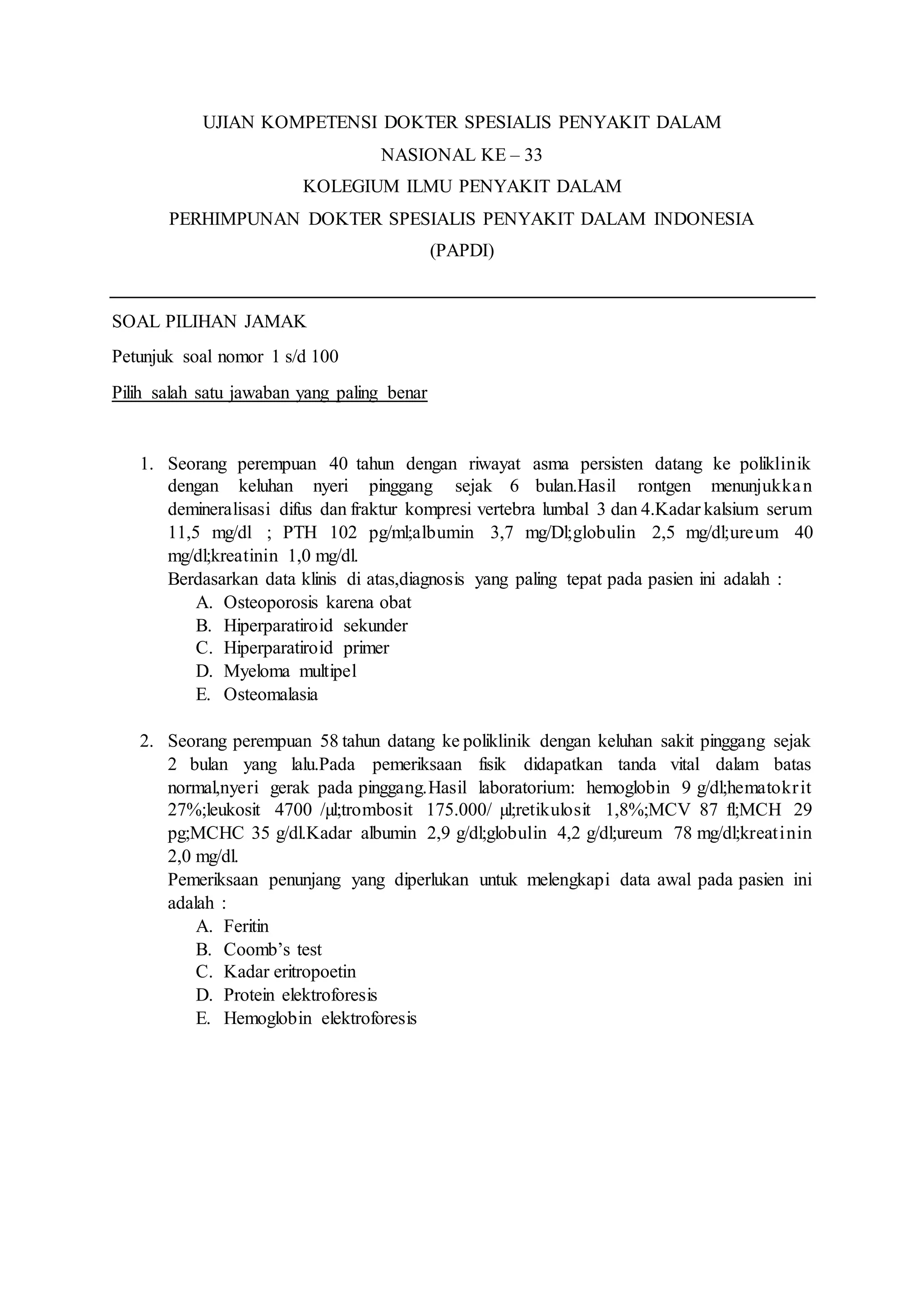 Soal pilihan jamak | DOCX