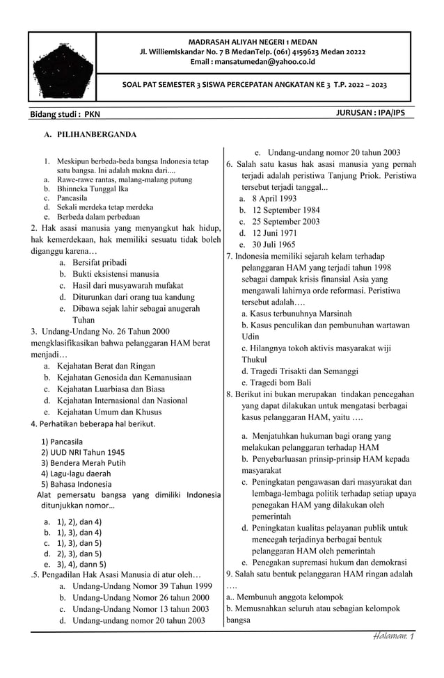 SOAL PKN UNTUK PERCEPATAN SEM 3 TP 22-23 (1).docx