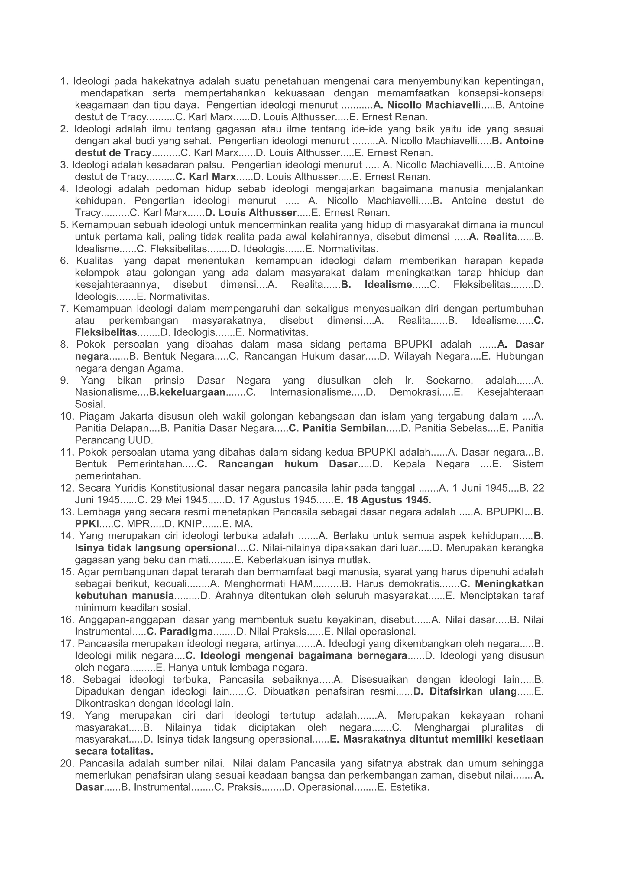 Soal pkn xii bab 1 | DOCX