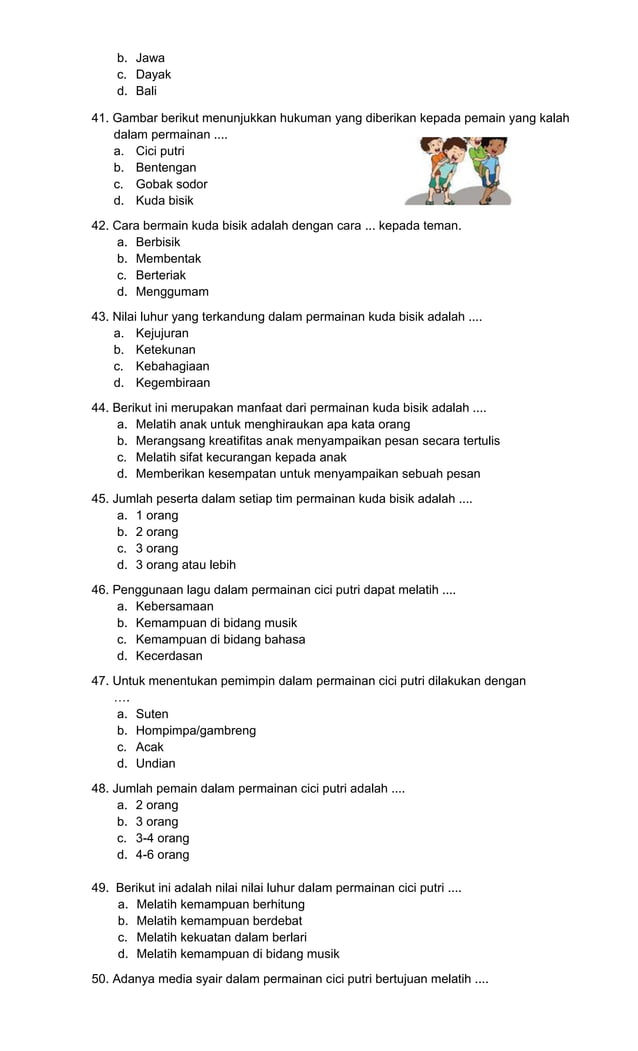 contoh SOAL PLBJ untuk Kelas 4 sekolah dasar | DOCX