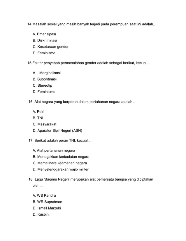 soal ppkn kelas 3 ujian akhir semester ok | PDF
