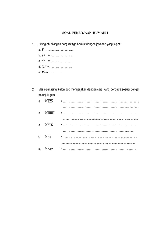 Soal pr akar pangkat tiga | PDF