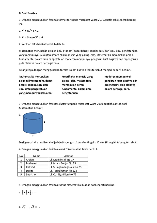Soal praktek word | PDF
