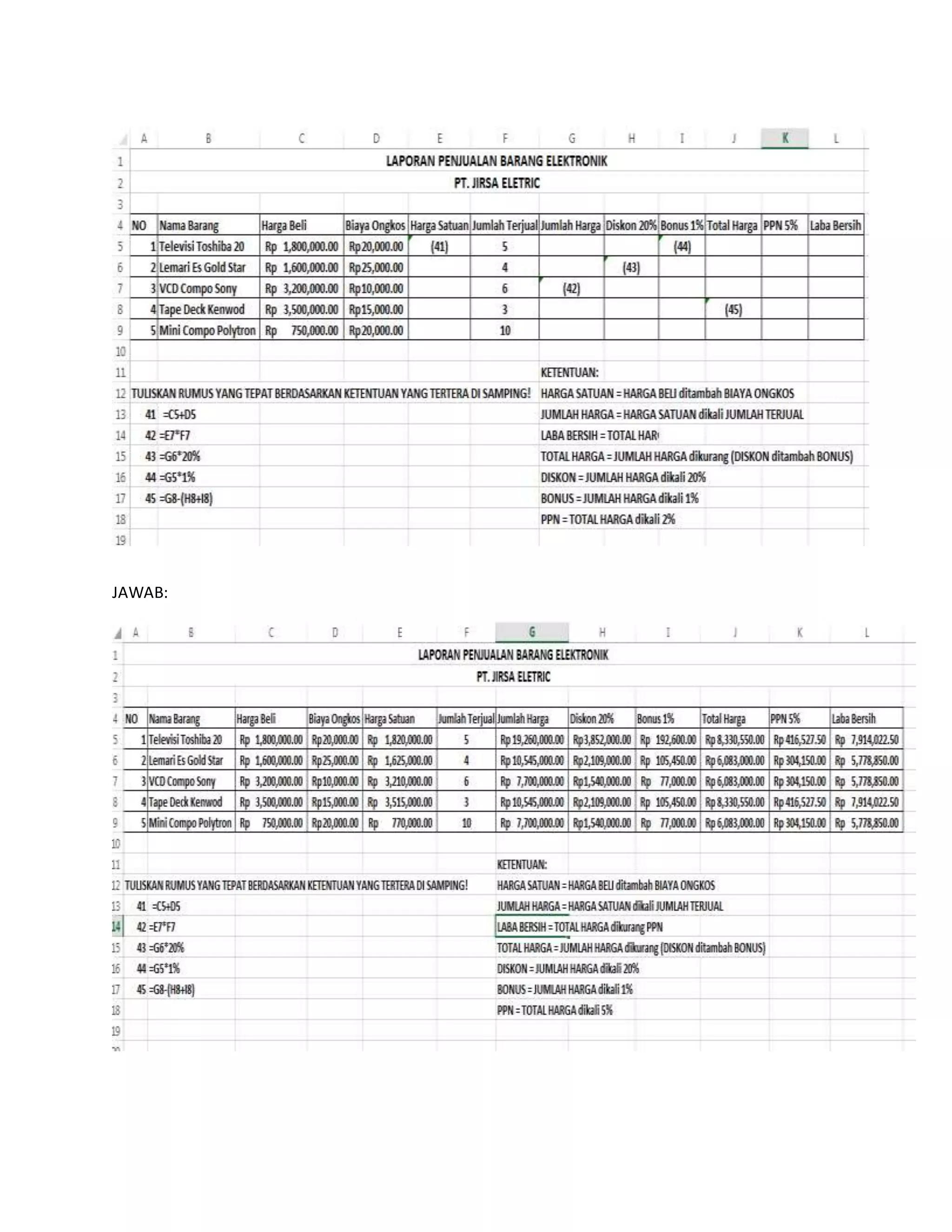 Soal praktek excel | DOCX