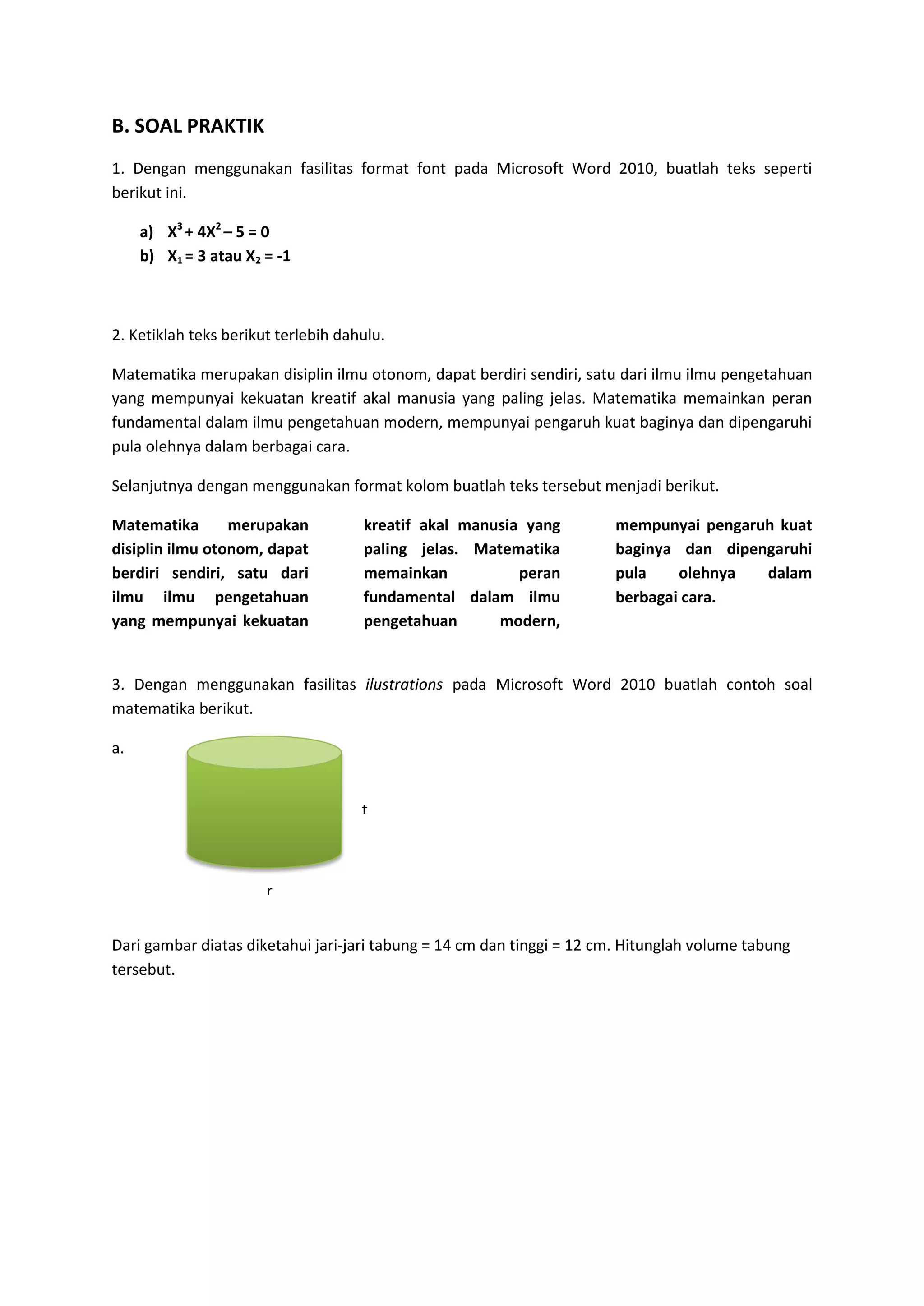 Soal praktek ms. word halaman 65 66 | PDF