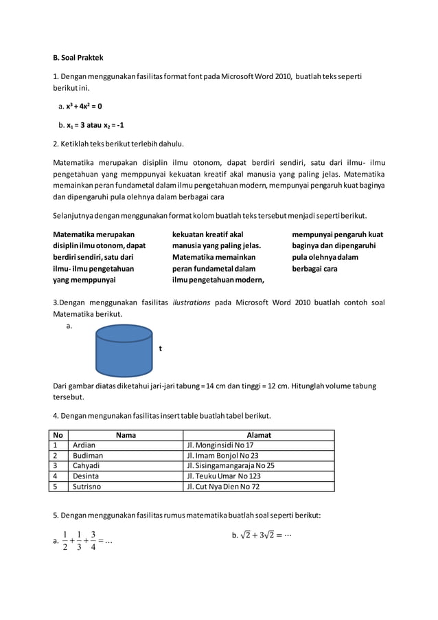 Soal praktik 12 | DOCX