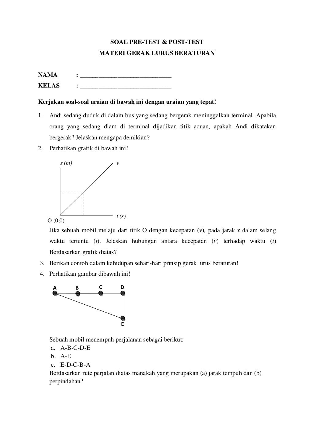 Soal pretest posttest