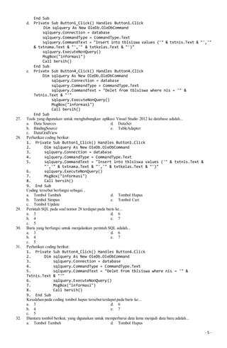 Soal UKK Pemrograman Desktop SMK kelas 11 semester genap | PDF