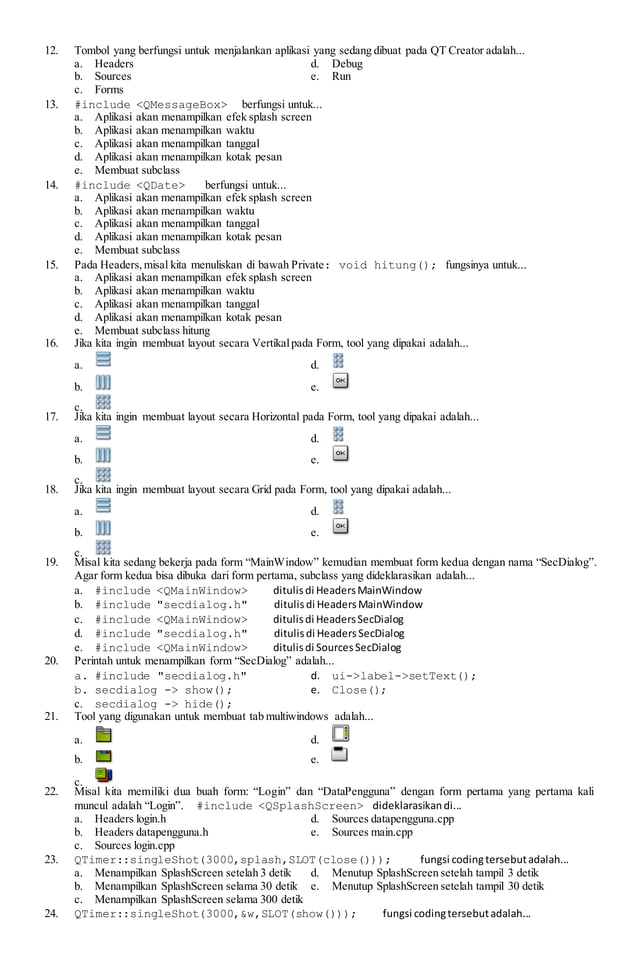 Soal UAS Pemrograman Desktop Kelas 11 SMK semester ganjil tahun ajaran 2014-2015 | PDF