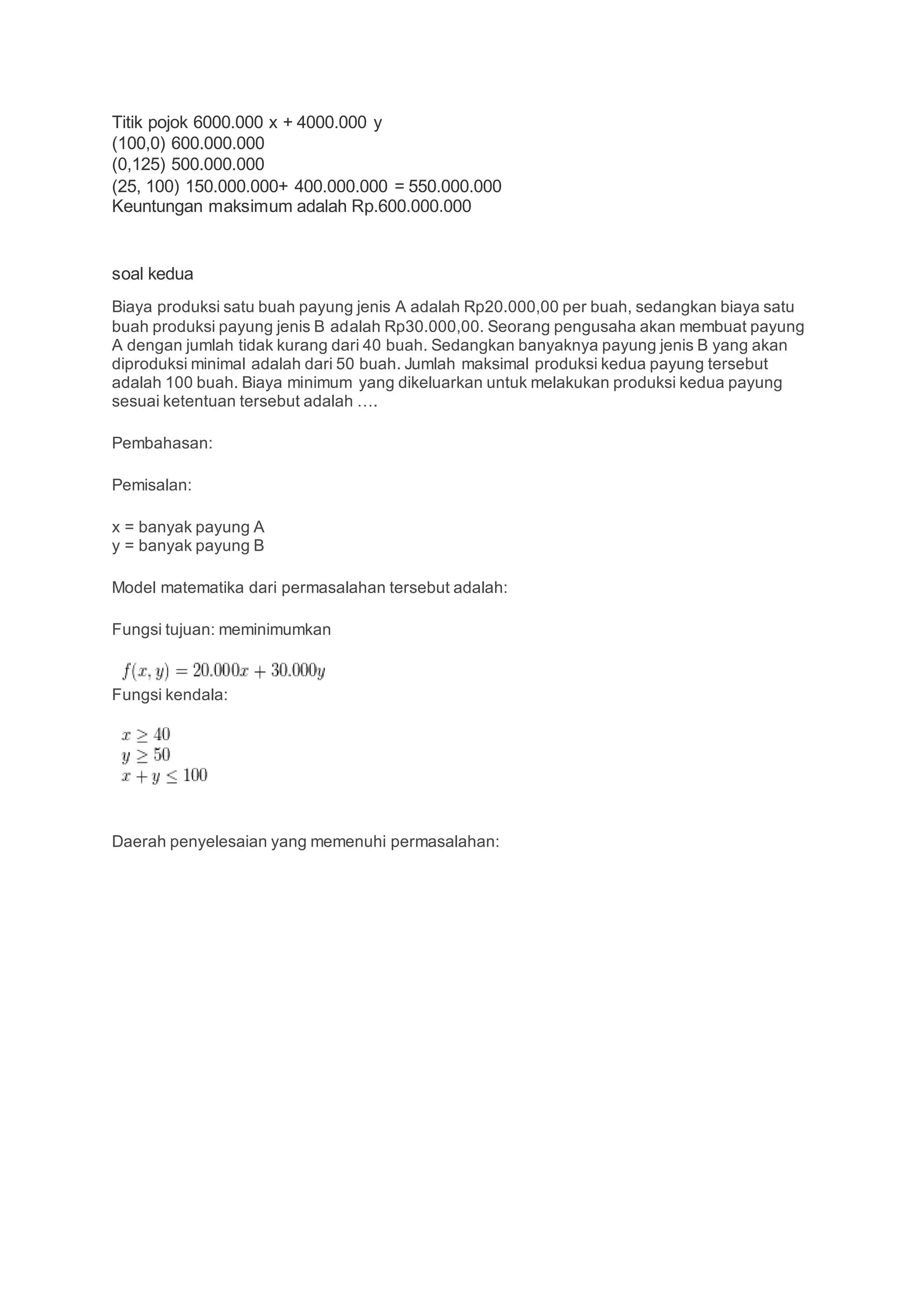 Soal program linier | PDF