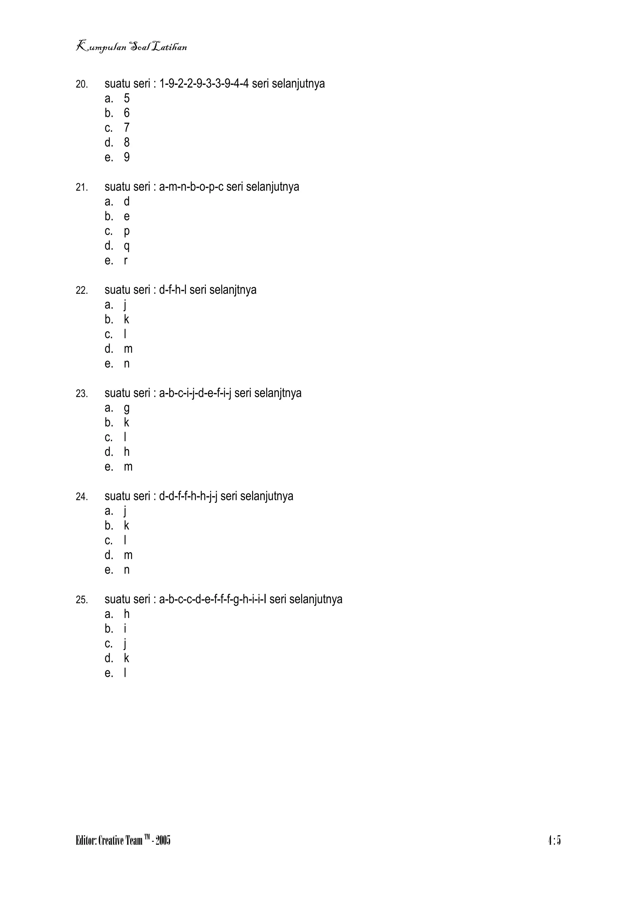 Soal psikotest deret angka | PDF