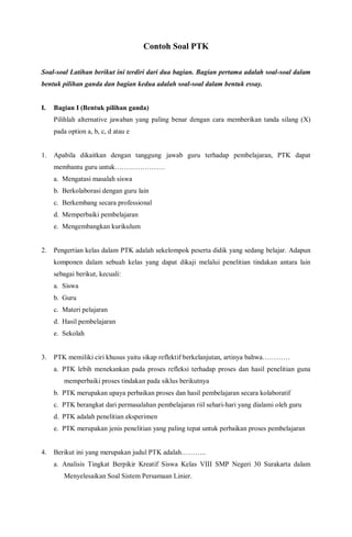 Soal ptk plpg 2014 + kunci jawaban | PDF