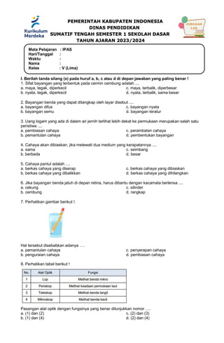 Soal PTS -STS IPAS Kelas 5 Semester 1 Kurikulum Merdeka T.A 2023-2024.pdf
