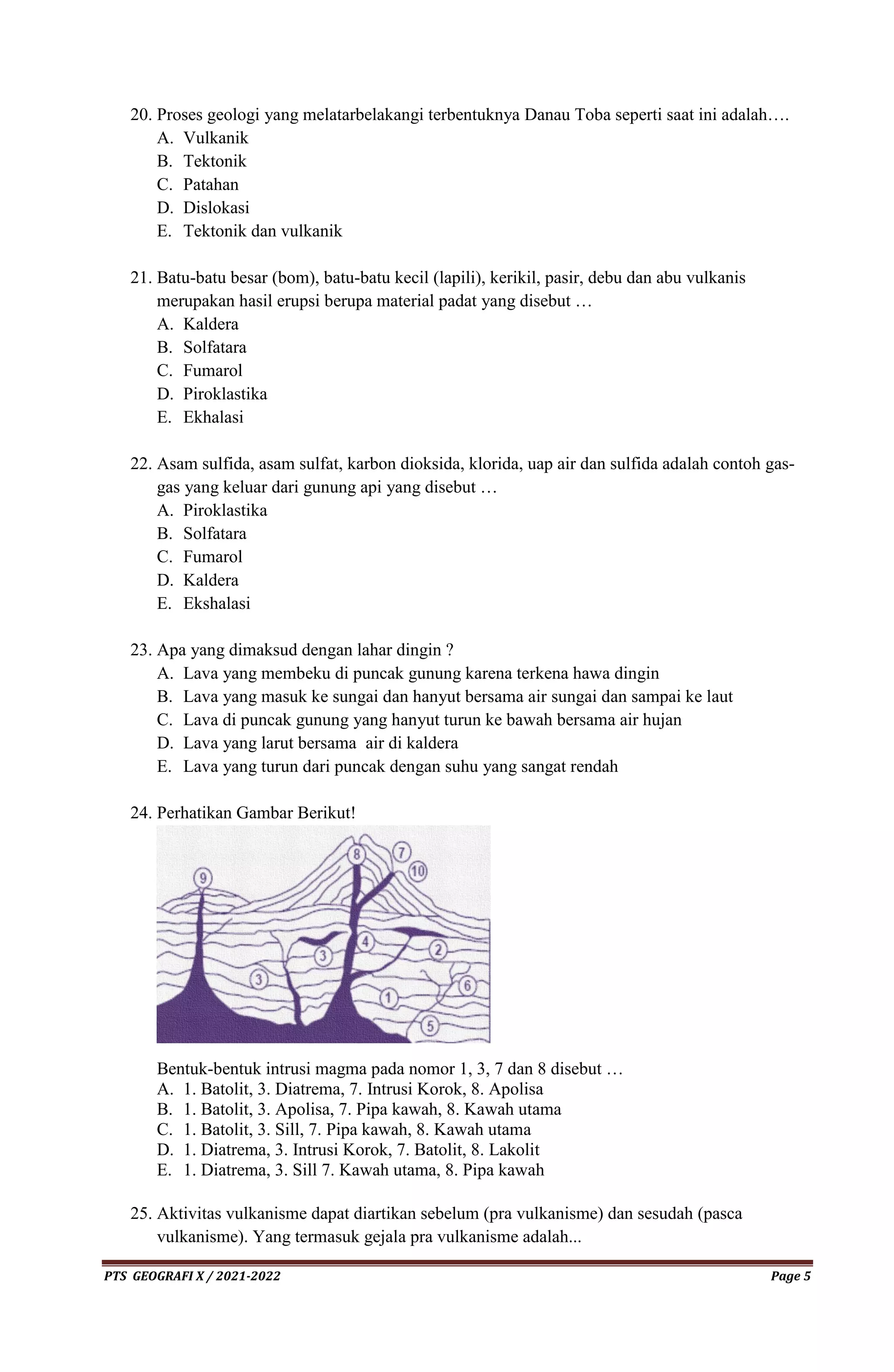 Soal pts 2 x 2022 geografi - tanpa kunci | PDF