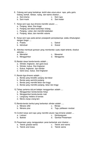 Soal PTS Prakarya Kelas7 semester 1 | PDF