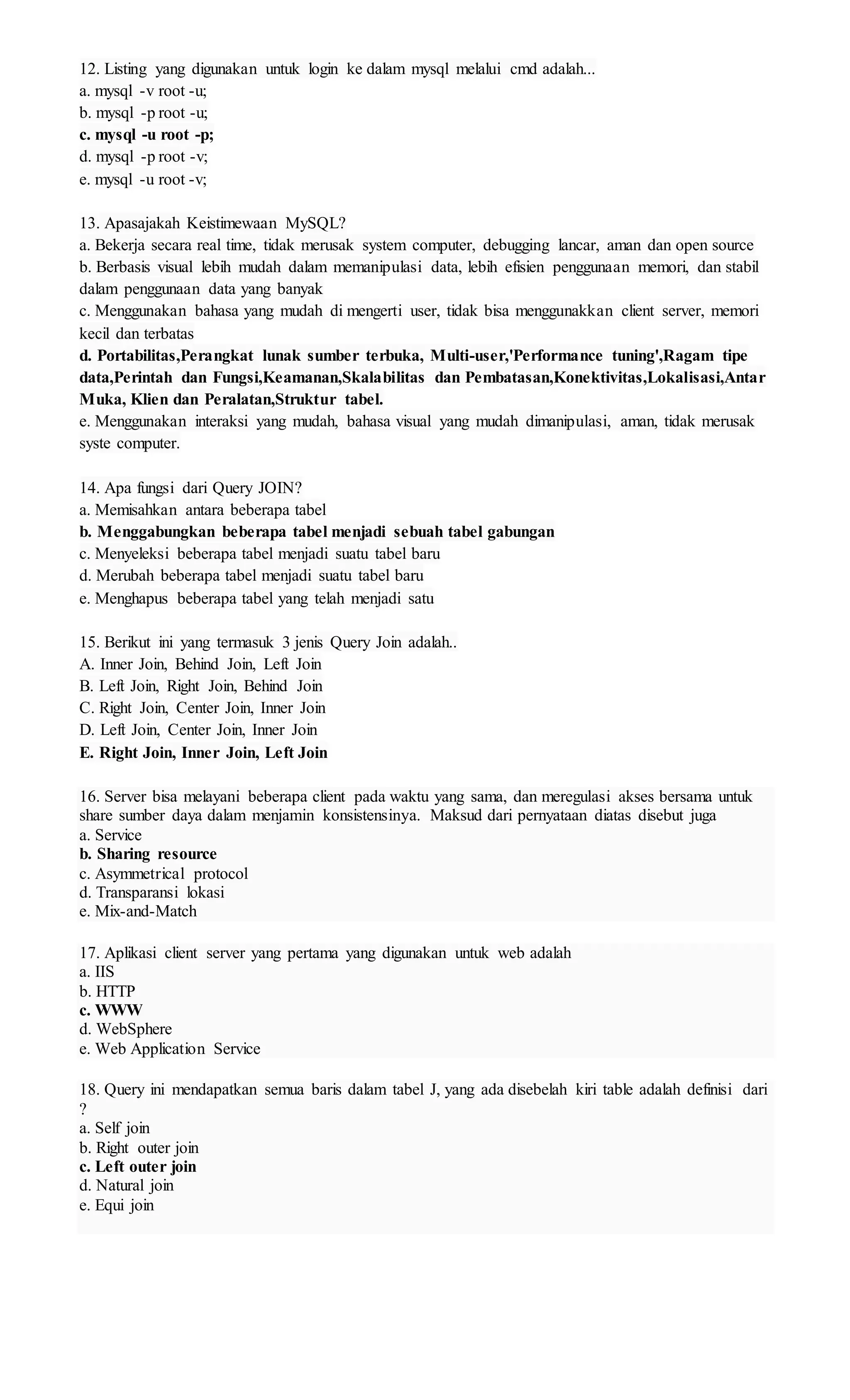 Soal uts/ pts semester genap mapel basis data kelas xii rpl tahun 2021 | DOCX