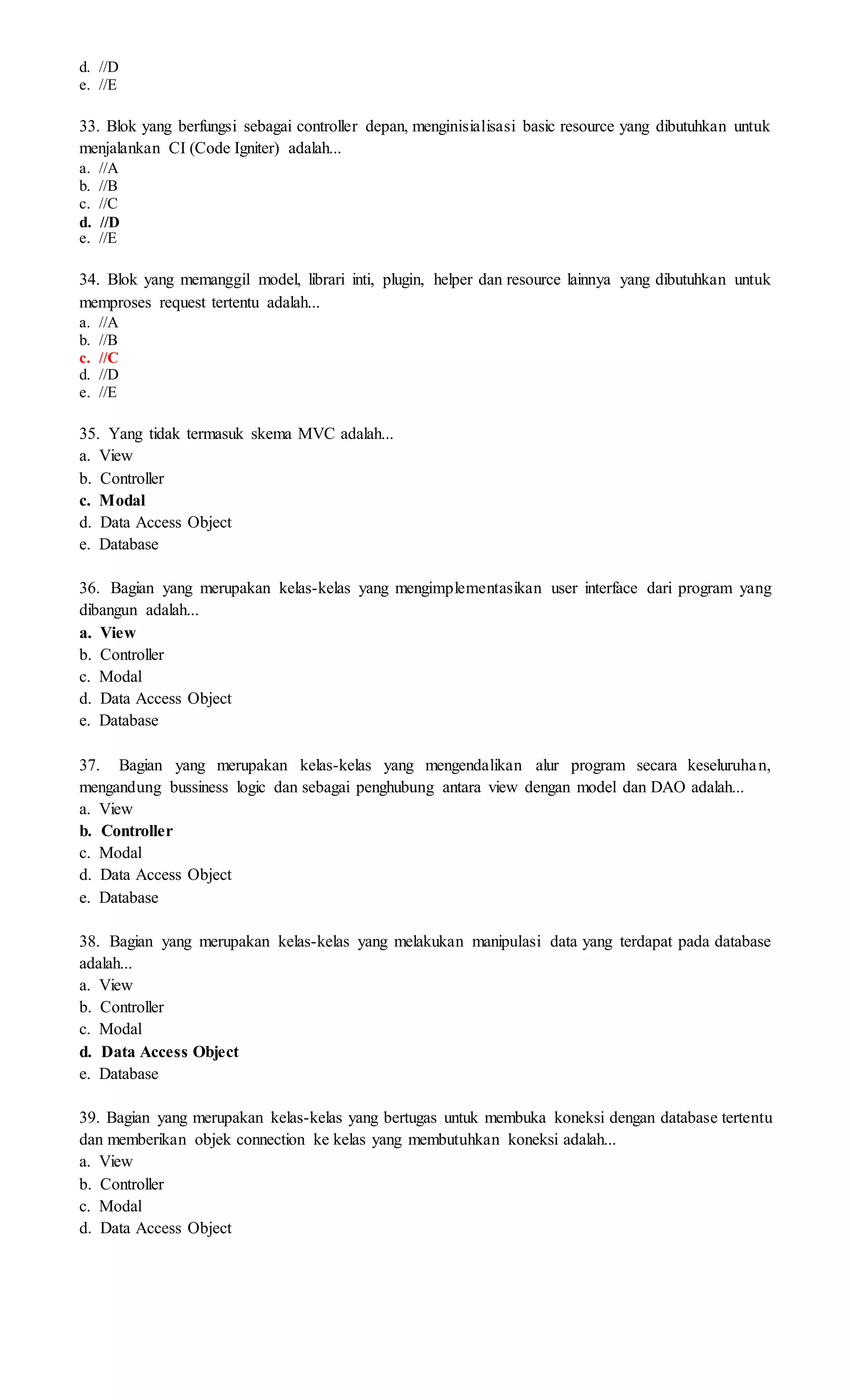 Soal uts/ pts semester genap mapel pbo kelas xii rpl tahun 2021 | DOCX