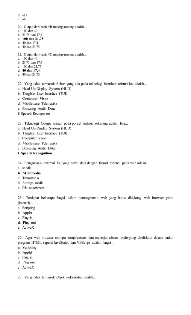 Soal uts/ pts semester genap mapel pbo kelas xii rpl tahun 2021 | DOCX