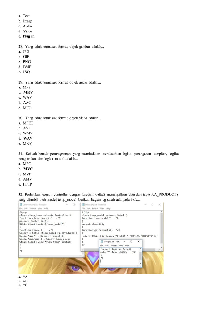 Soal uts/ pts semester genap mapel pbo kelas xii rpl tahun 2021 | DOCX