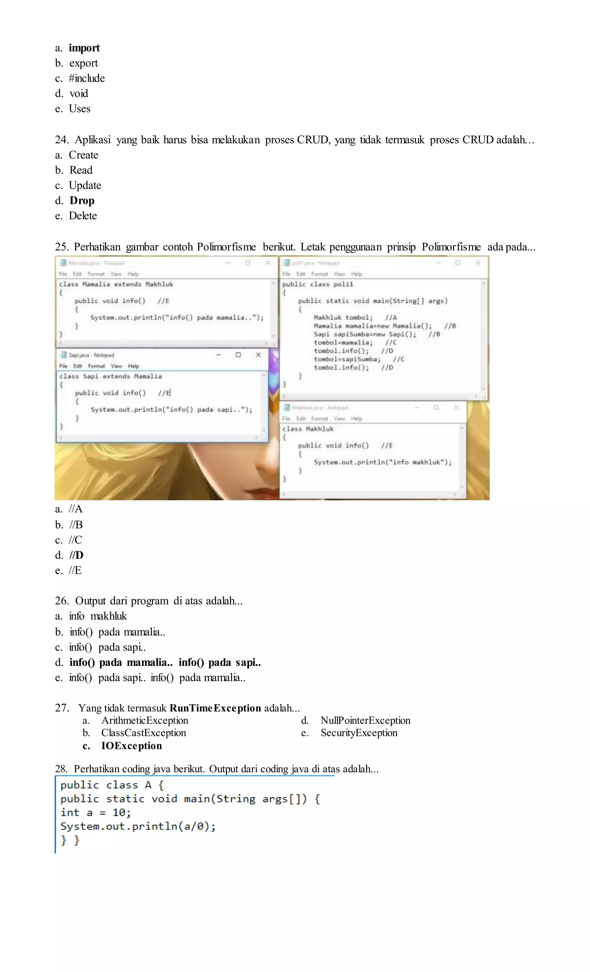 Soal uts/ pts semester genap mapel pbo kelas xi rpl tahun 2021 | DOCX