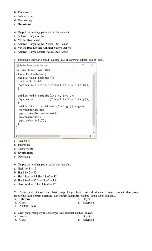 Soal uts/ pts semester genap mapel pbo kelas xi rpl tahun 2021 | DOCX
