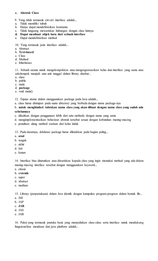 Soal uts/ pts semester genap mapel pbo kelas xi rpl tahun 2021 | DOCX