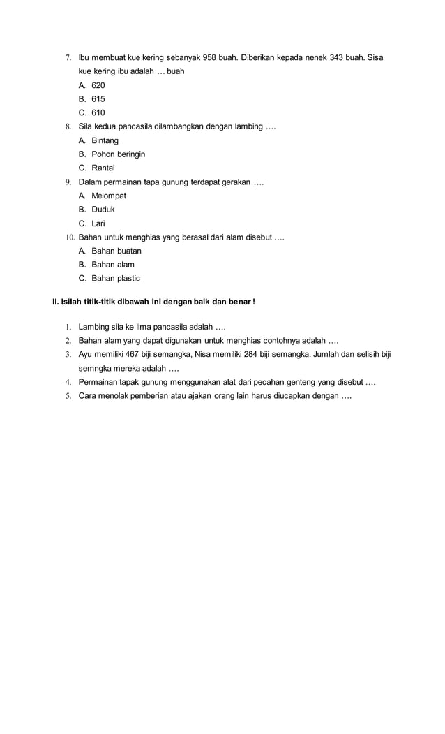 Soal pts subtema 4 kelas 2b | DOCX
