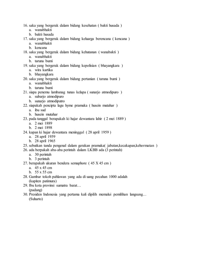 Soal rangking 1 penggalang atau soal olimpiade pramuka beserta kunci ...
