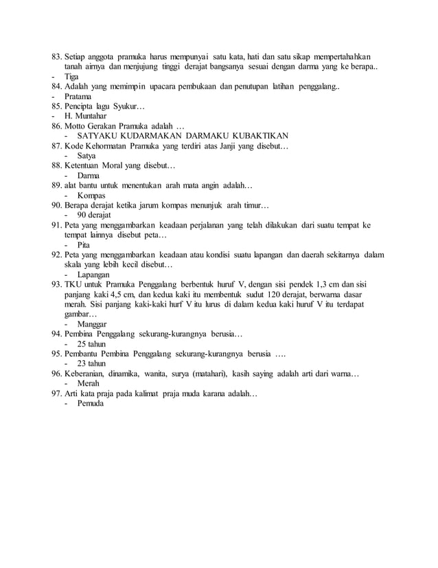 Soal rangking 1 penggalang atau soal olimpiade pramuka beserta kunci ...