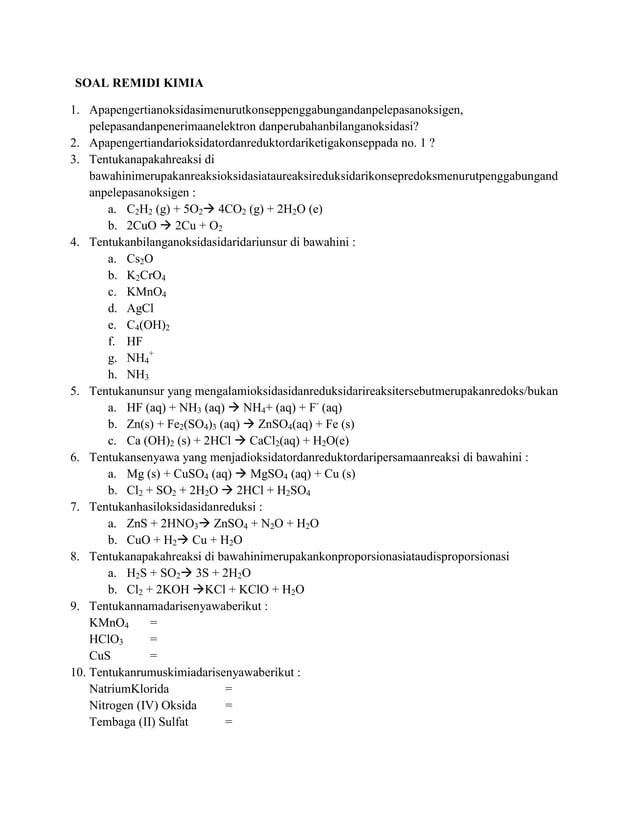 Soal Kimia (kelas X) | DOCX