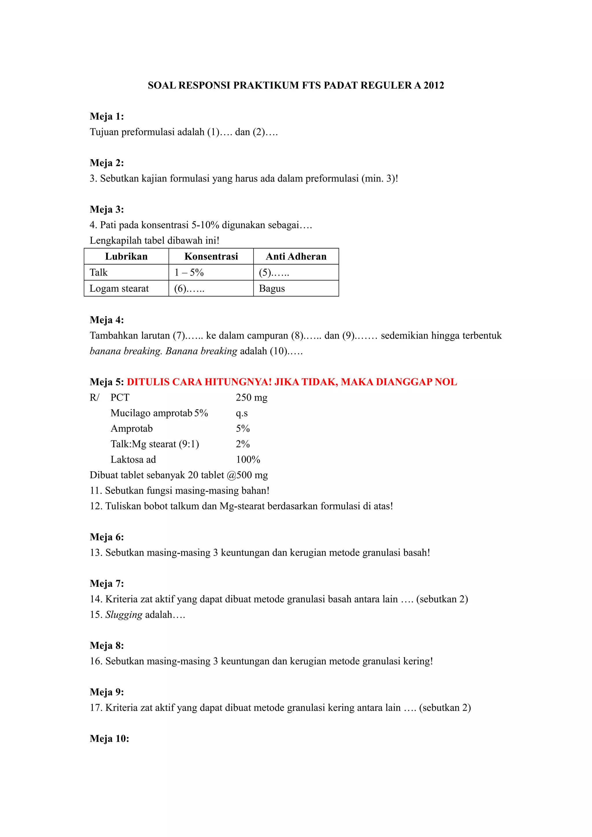 Soal responsi FTS padat | DOC