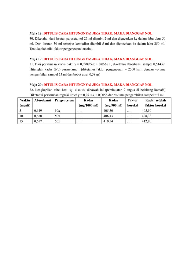 Soal responsi FTS padat | PDF
