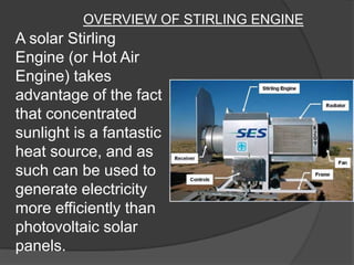 Soalr stirling engine | PPTX | Power and Energy Industry | Industries