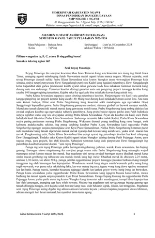 SOAL SAS BJW KELAS 7 Ganjil 2023.doc