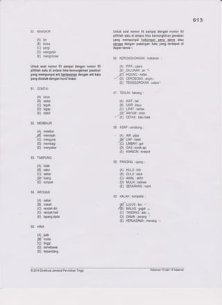 Soal sbmptn 2014 tkpa & kunci jawaban | PDF