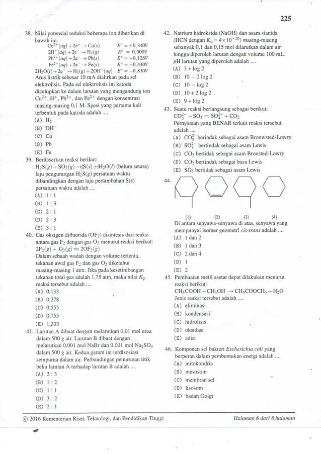 SOAL SBMPTN TKD SAINTEK DAN KUNCI JAWABAN | PDF