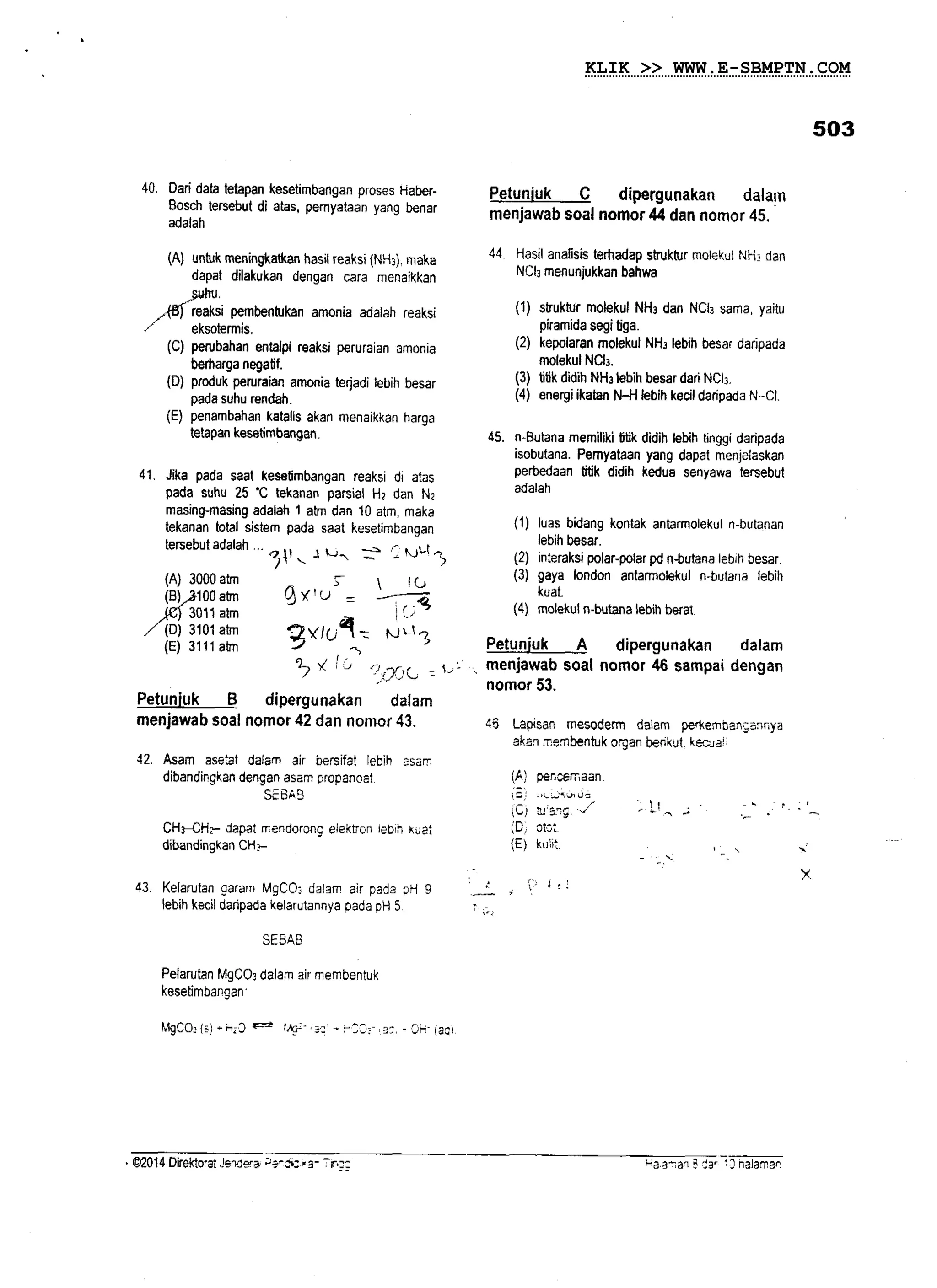 Soal sbmptn tkd saintek kode 503 | PDF