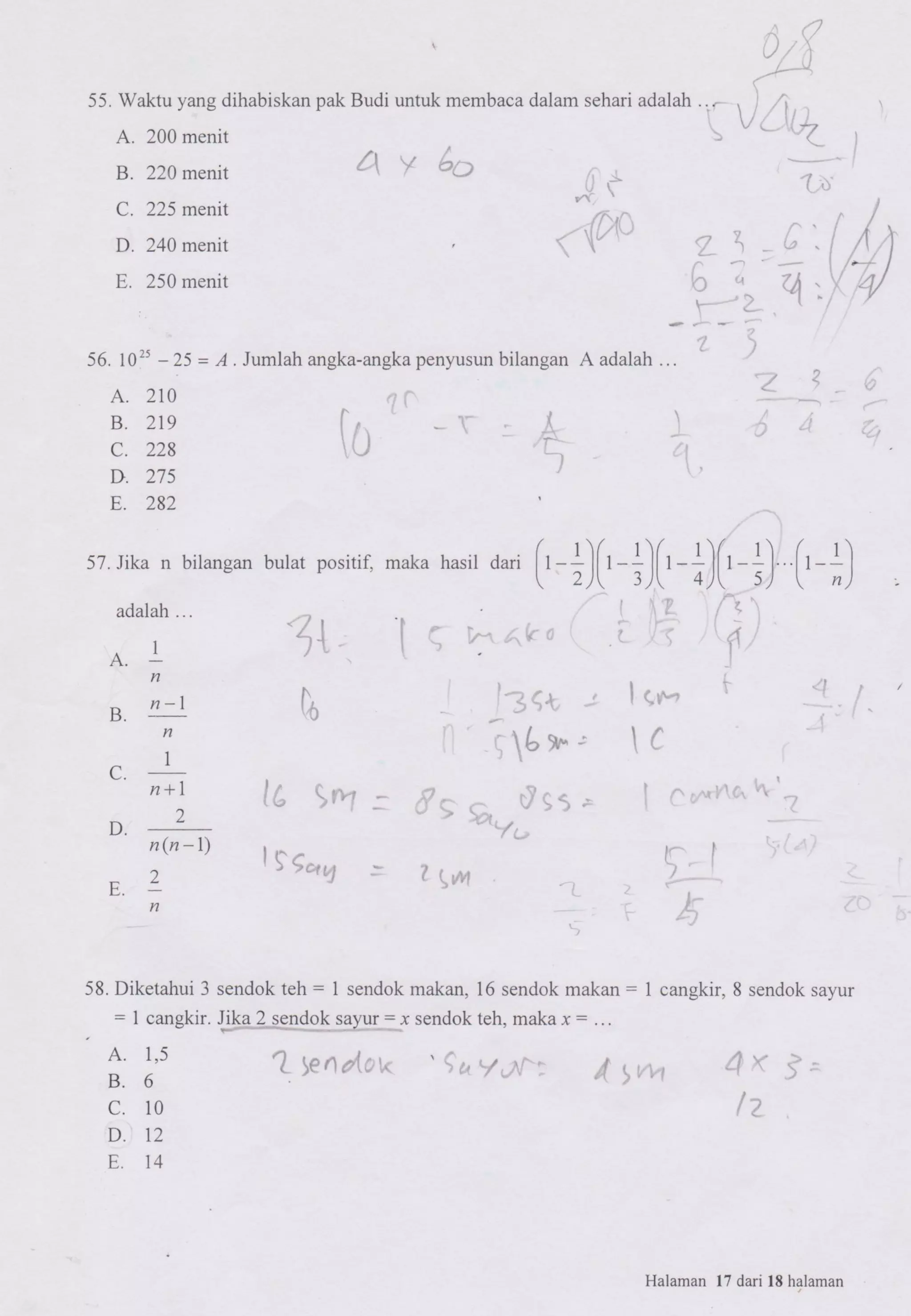 Soal seleksi stis 2015 2016 mate-matika | PDF
